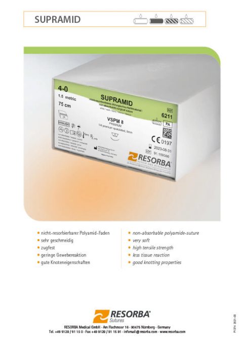 ROW > Wound Closure > Non Absorbable Sutures > SUPRAMID - RESORBA®