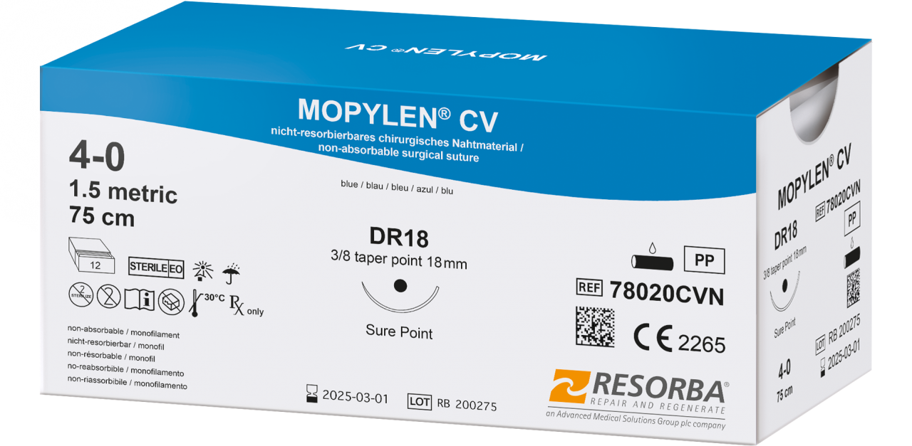 ROW > Wound Closure > Non Absorbable Sutures > MOPYLEN® CV - RESORBA®