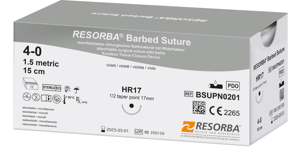 ROW > Wound Closure > Absorbable Sutures > RESORBA® Barbed Suture ...